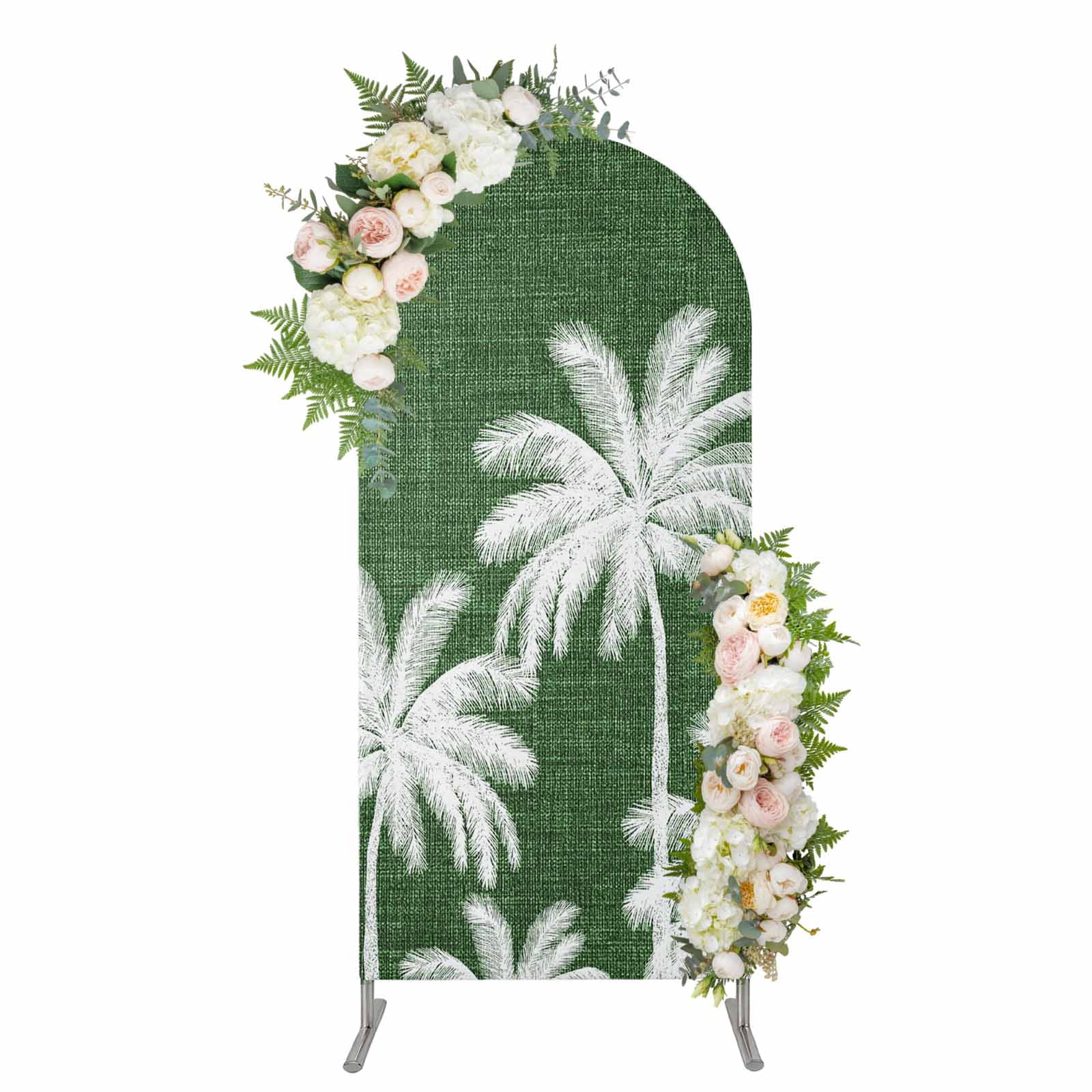Arch Backdrop 6 Ft, Dark Green Palm Trees Spandex Stretch Fitted Arch ...