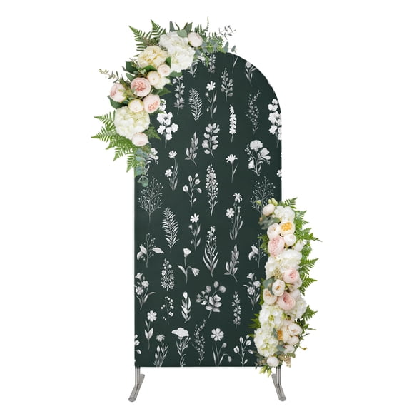 Arch Backdrop 6 Ft, Dark Green Wildflowers Spandex Stretch Fitted Arch ...