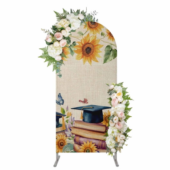 Arch Backdrop 6 Ft, Graduation Cap Sunflowers Spandex Stretch Fitted ...