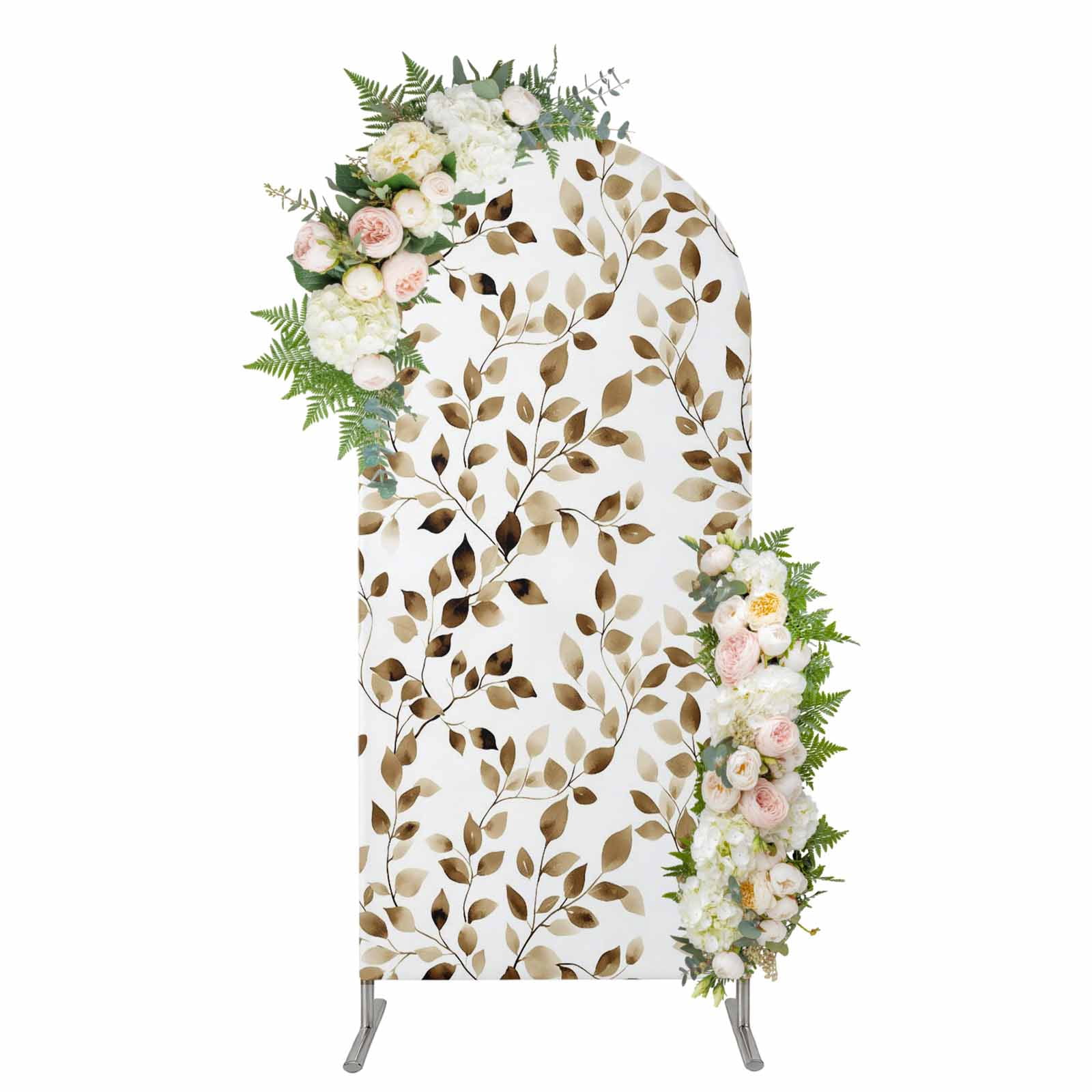 Arch Backdrop 6 Ft, Gray Eucalyptus Leaves Spandex Stretch Fitted Arch ...