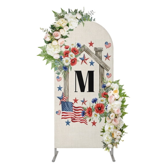 Arch Backdrop 6 Ft, Letter M Spandex Stretch Fitted Arch Cover, Round ...