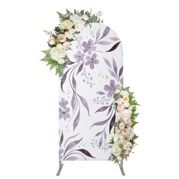 Arch Backdrop 6 Ft, Purple Floral Spandex Stretch Fitted Arch Cover ...