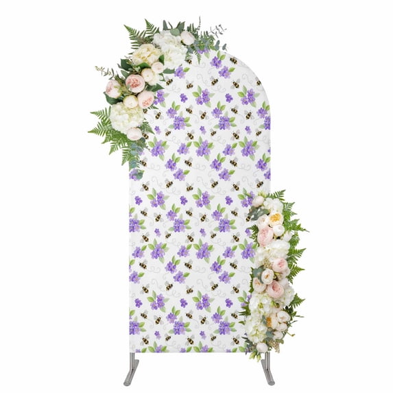 Arch Backdrop 6 Ft, Purple Flowers Blossom Spandex Stretch Fitted Arch ...