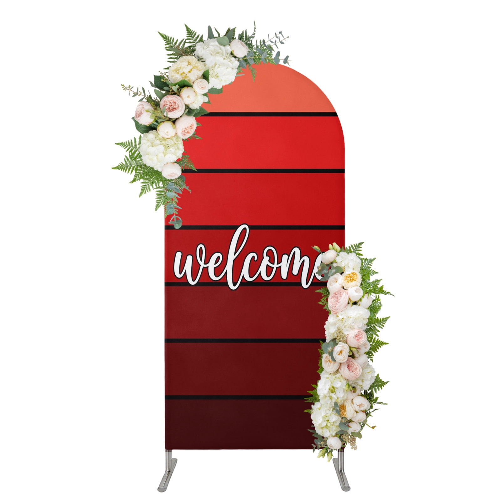 Arch Backdrop 6 Ft, Red Wooden Grain Spandex Stretch Fitted Arch Cover ...