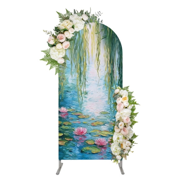 Arch Backdrop 6 Ft, Summer Botanical Spandex Stretch Fitted Arch Cover ...