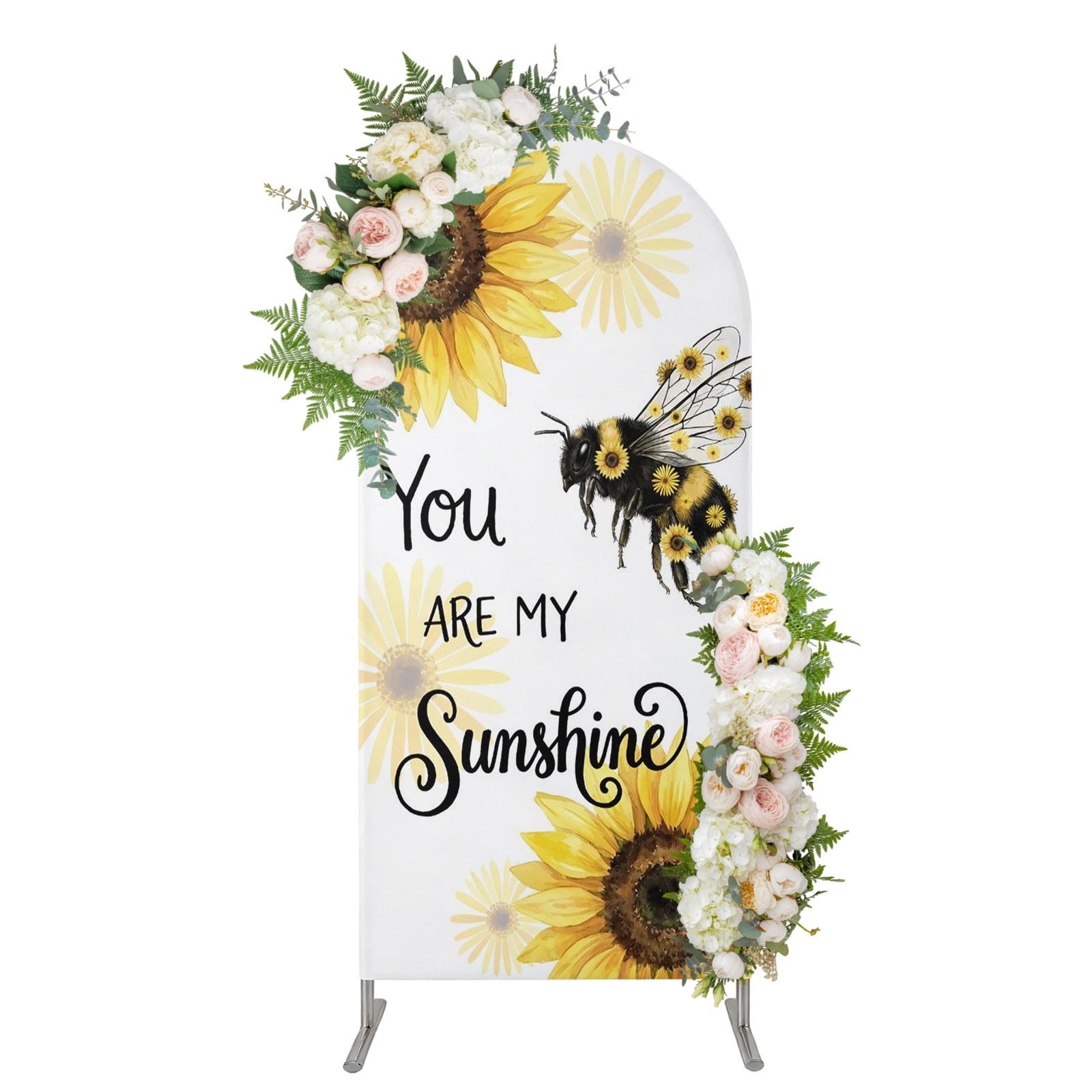 Arch Backdrop 6 Ft, Sunflowers Bees Spandex Stretch Fitted Arch Cover ...