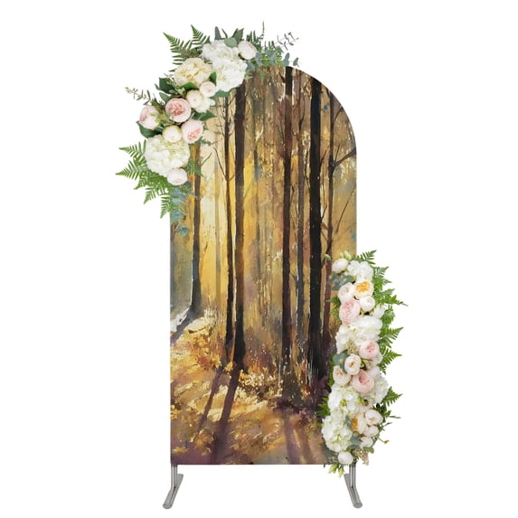Arch Backdrop 7.2 Ft, Autumn Forest Spandex Stretch Fitted Arch Cover ...
