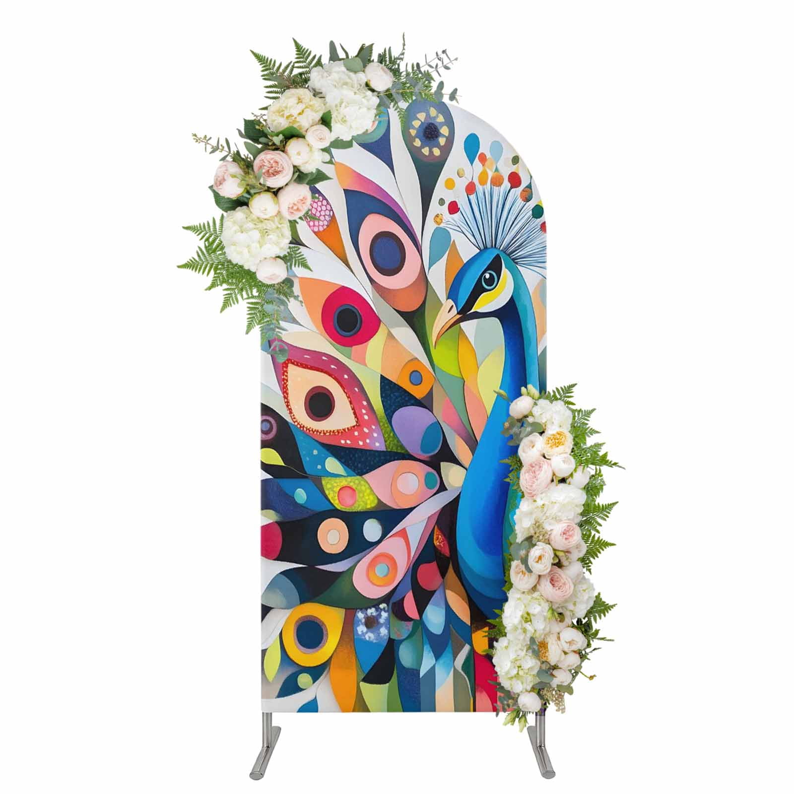 Arch Backdrop 7.2 Ft, Blue Peacock Spandex Stretch Fitted Arch Cover ...