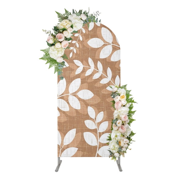 Arch Backdrop 7.2 Ft, Brown Leaves Spandex Stretch Fitted Arch Cover ...