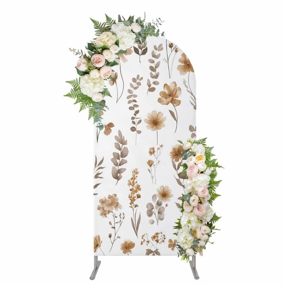 Arch Backdrop 7.2 Ft, Brown Spring Floral Spandex Stretch Fitted Arch ...