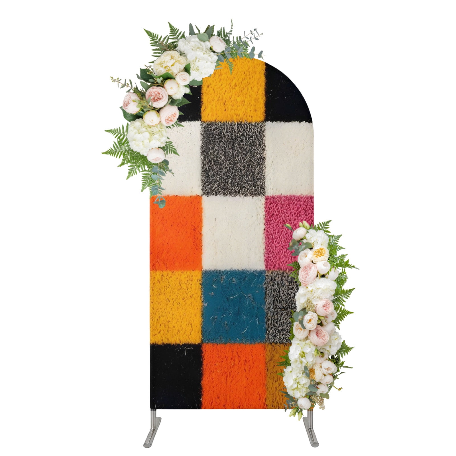 Arch Backdrop 7.2 Ft, Colorful Plaid Spandex Stretch Fitted Arch Cover ...