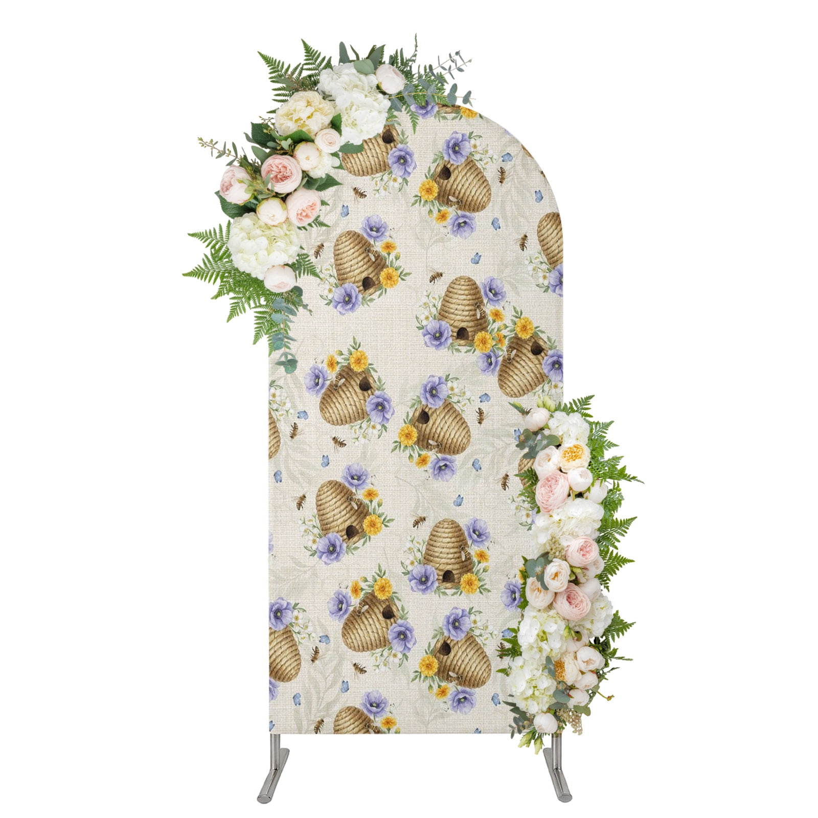 Arch Backdrop 7.2 Ft, Farmhouse Bees Spandex Stretch Fitted Arch Cover ...