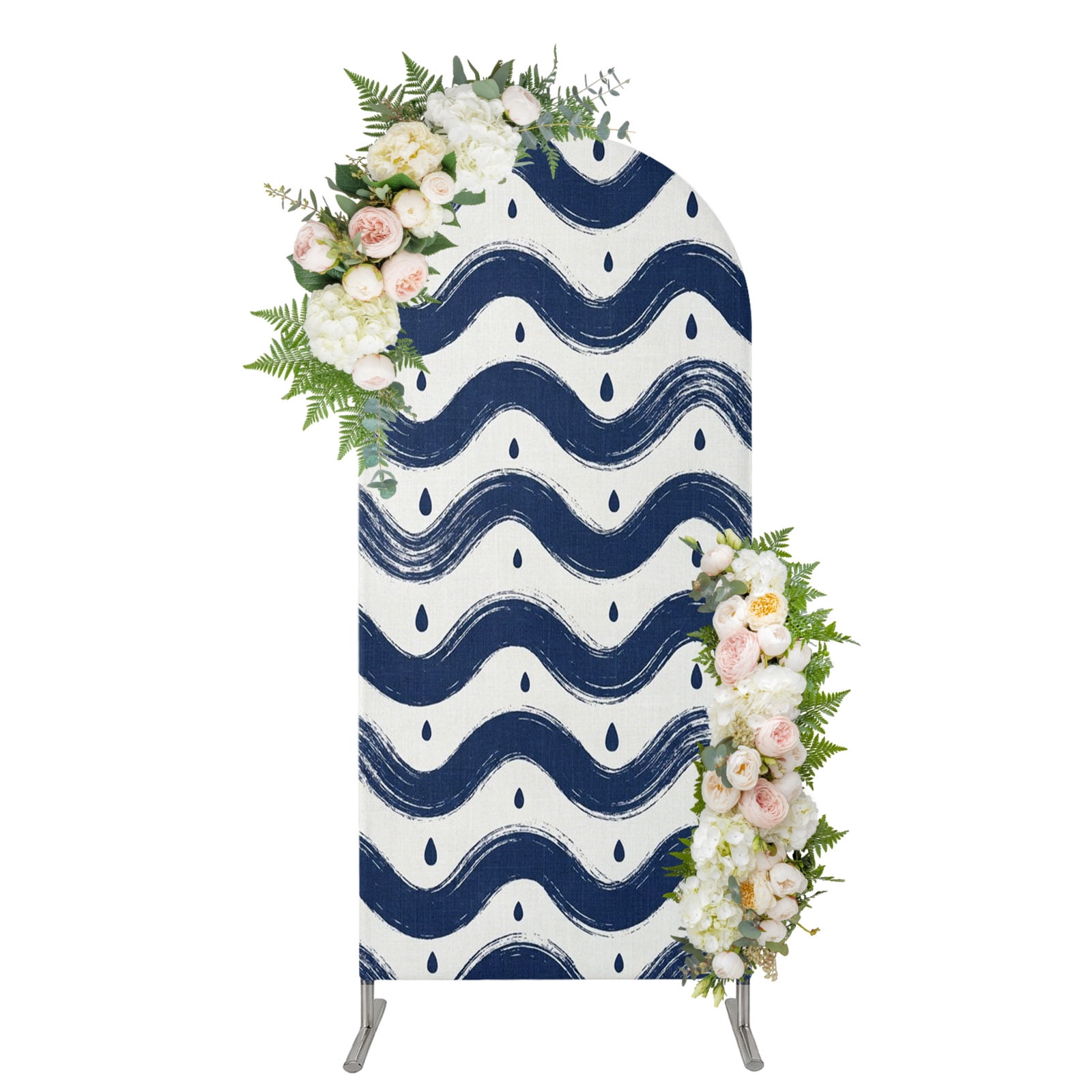Arch Backdrop 7.2 Ft, Navy Blue Coastal Waves Spandex Stretch Fitted ...