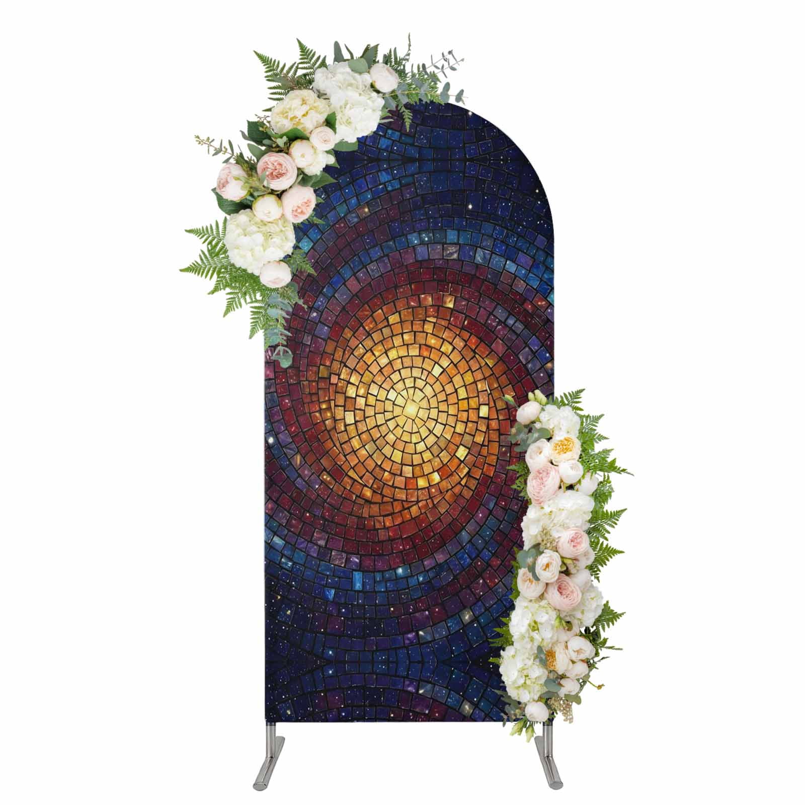 Arch Backdrop 7.2 Ft, Orange Blue Abstract Spandex Stretch Fitted Arch ...