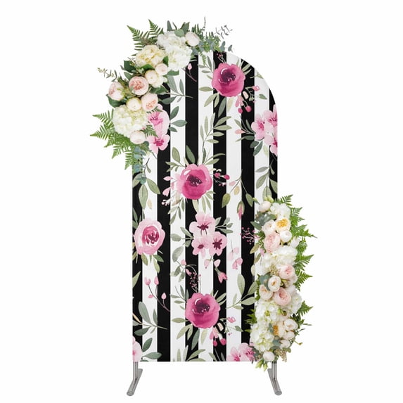 Arch Backdrop 7.2 Ft, Pink Roses Spandex Stretch Fitted Arch Cover ...
