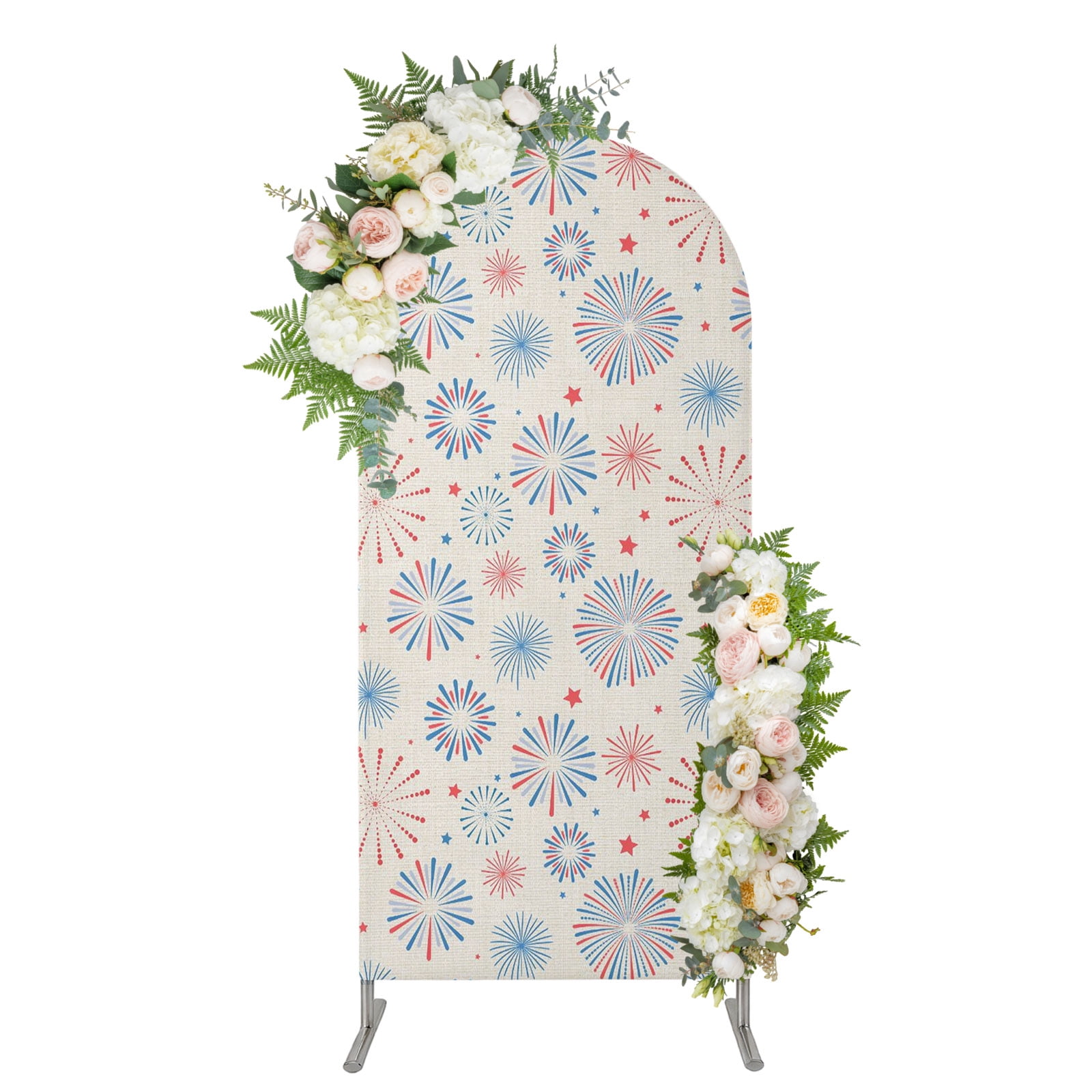 Arch Backdrop 7.2 Ft, Red Blue Fireworks Spandex Stretch Fitted Arch ...