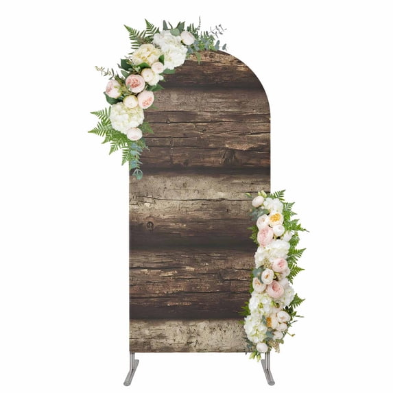 Arch Backdrop 7.2 Ft, Retro Brown Wood Spandex Stretch Fitted Arch ...