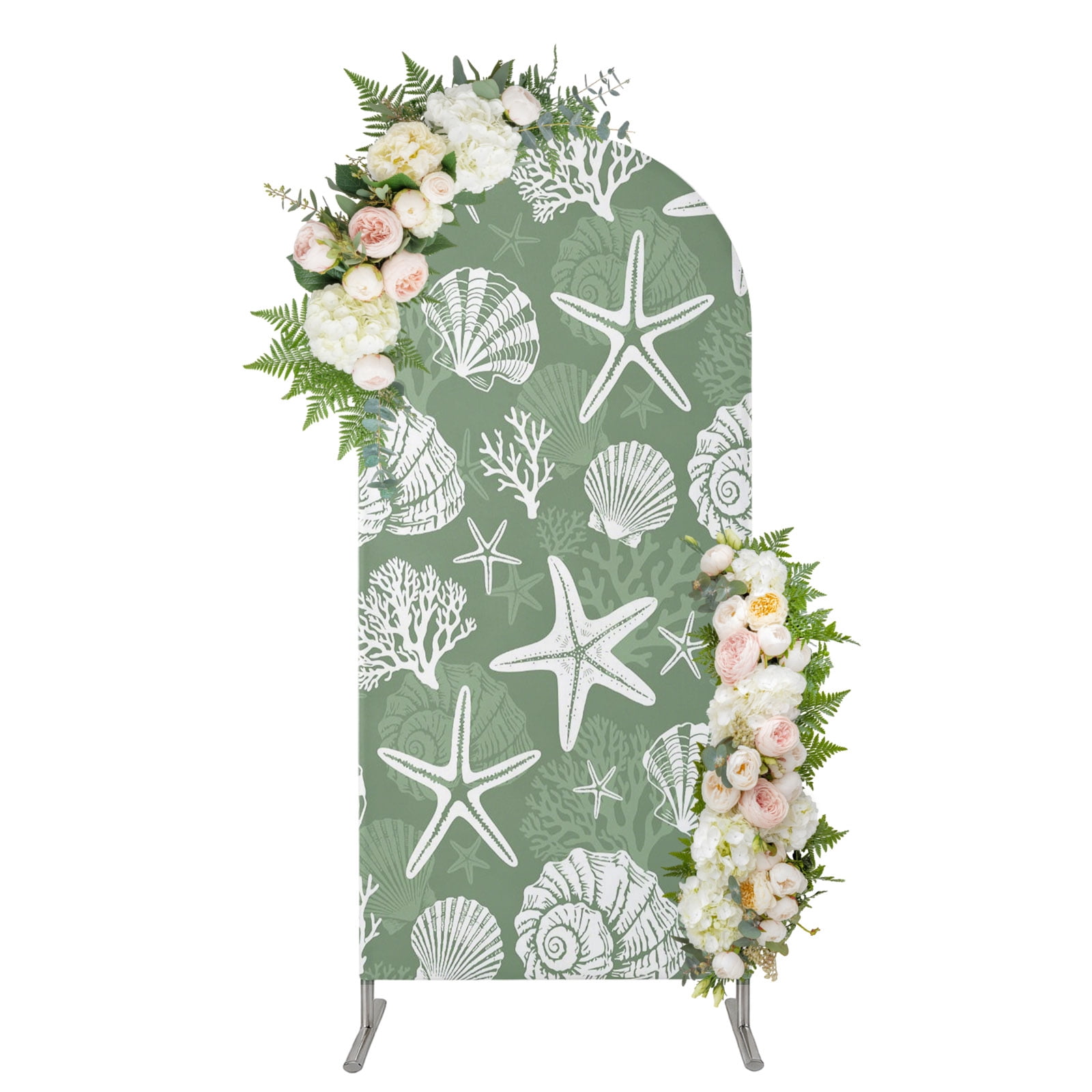 Arch Backdrop 7.2 Ft, Starfish Sage Green Coastal Spandex Stretch ...
