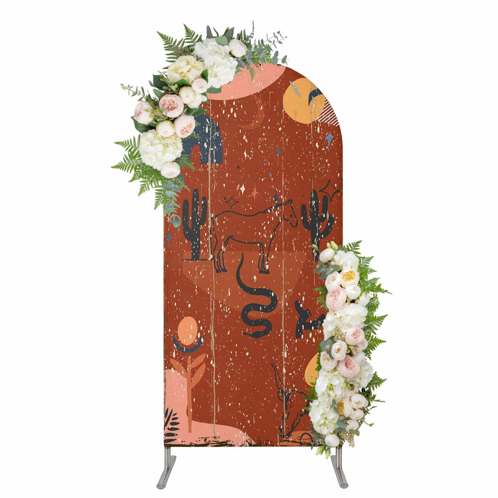 Arch Backdrop 7.2 Ft, Western Boho Spandex Stretch Fitted Arch Cover ...