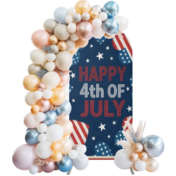 Arch Backdrop Cover 6.6FT 4th of July Stars Stripes Flag Stretch ...