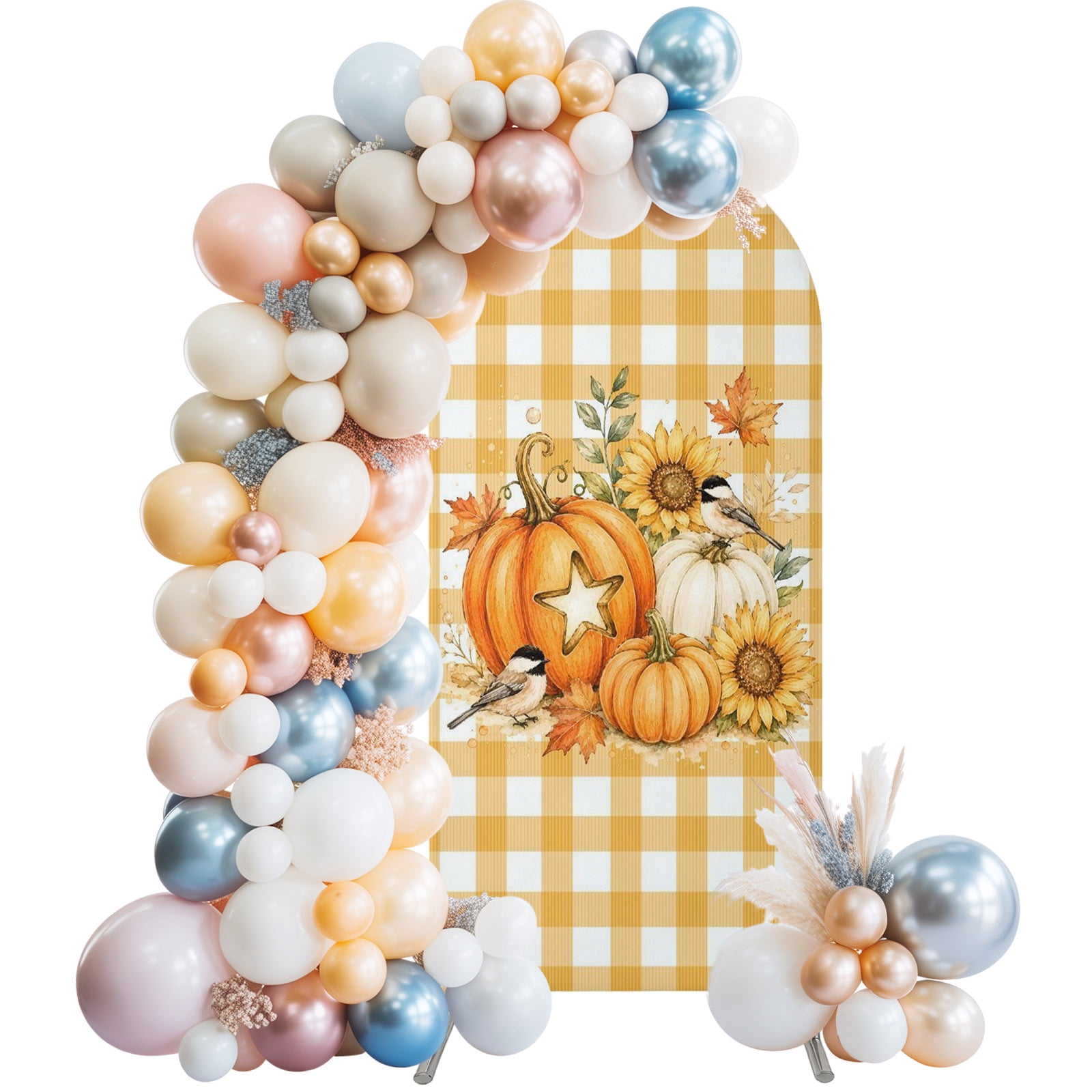 Arch Backdrop Cover 6FT Thanksgiving Orange Pumpkins Stretch Spandex ...