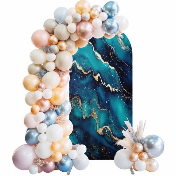 Arch Backdrop Cover 7.2FT Blue Black Marble Texture Stretch Spandex ...