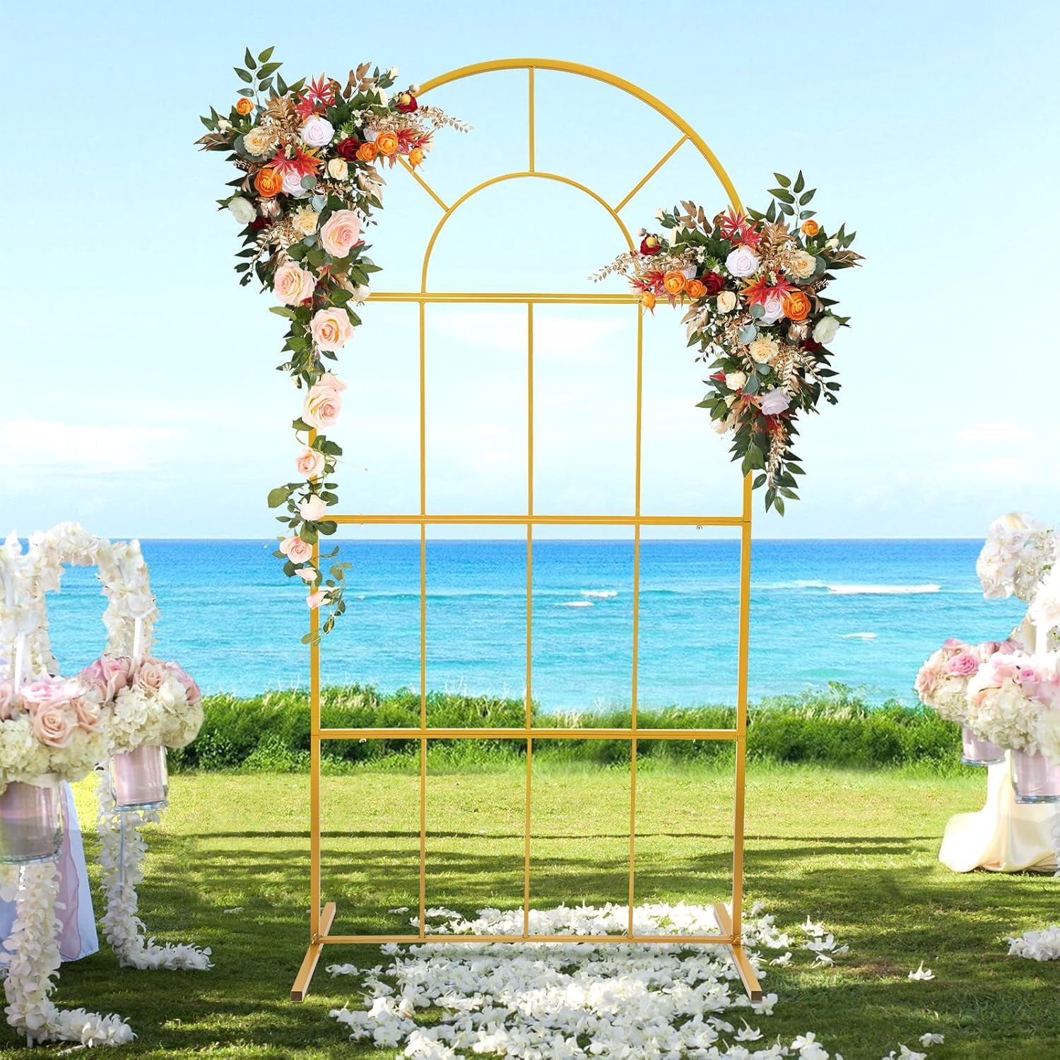 Arch Backdrop Stand, 3.3 * 6.6ft Metal Flower Wedding Balloon Arches ...