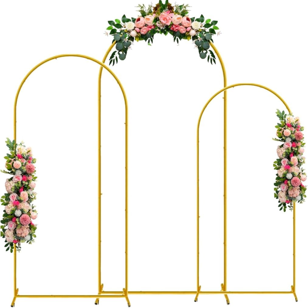 Arch Backdrop Stand 3Pcs 7.2FT, 6.6FT, 6FT Gold Metal Background ...