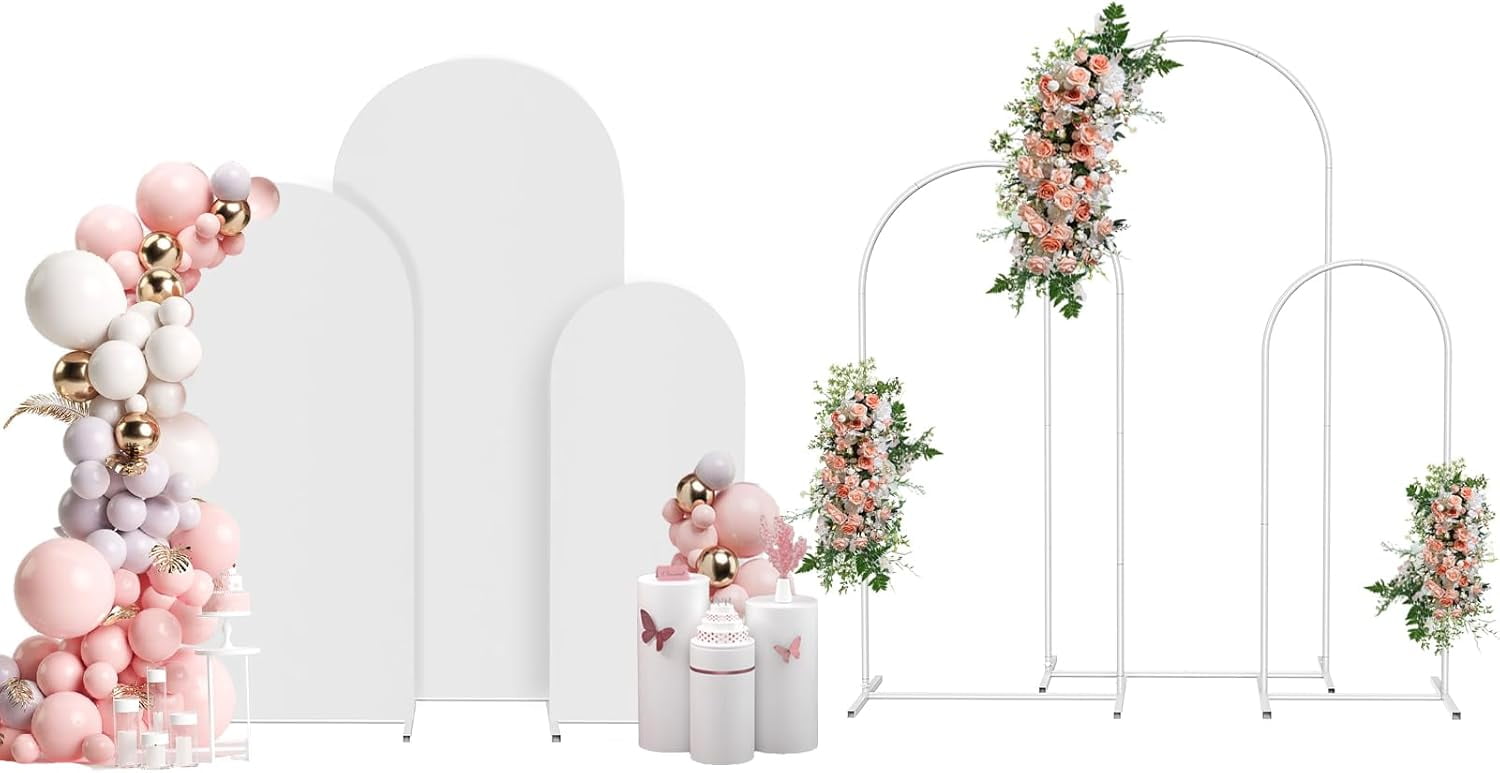 Arch Backdrop Stand and Cover Set 6FT, 5FT, 4FT, Spandex Fitted ...