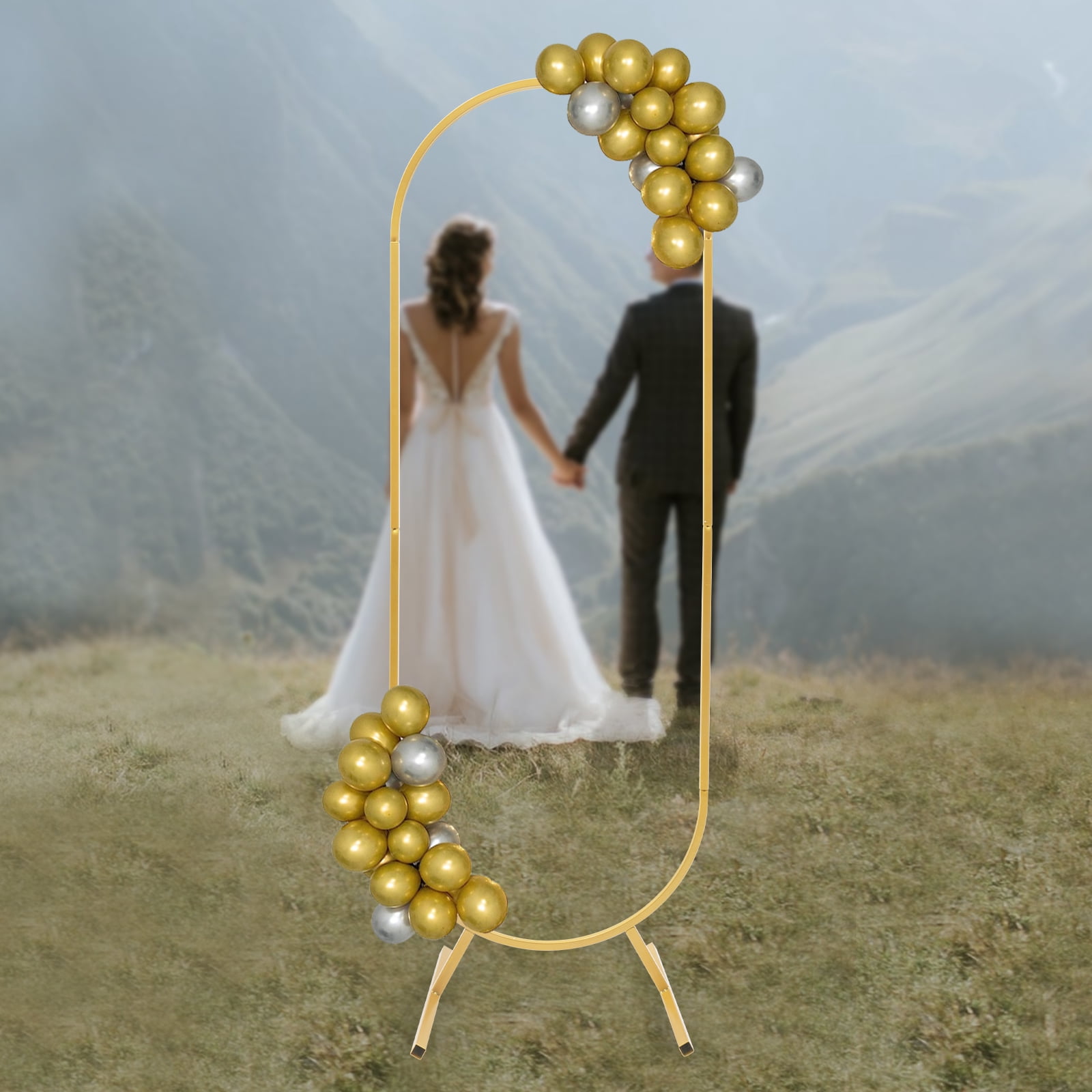 Arch Backdrop Stand Gold Wedding Balloon Arched Backdrop Stand Oval ...