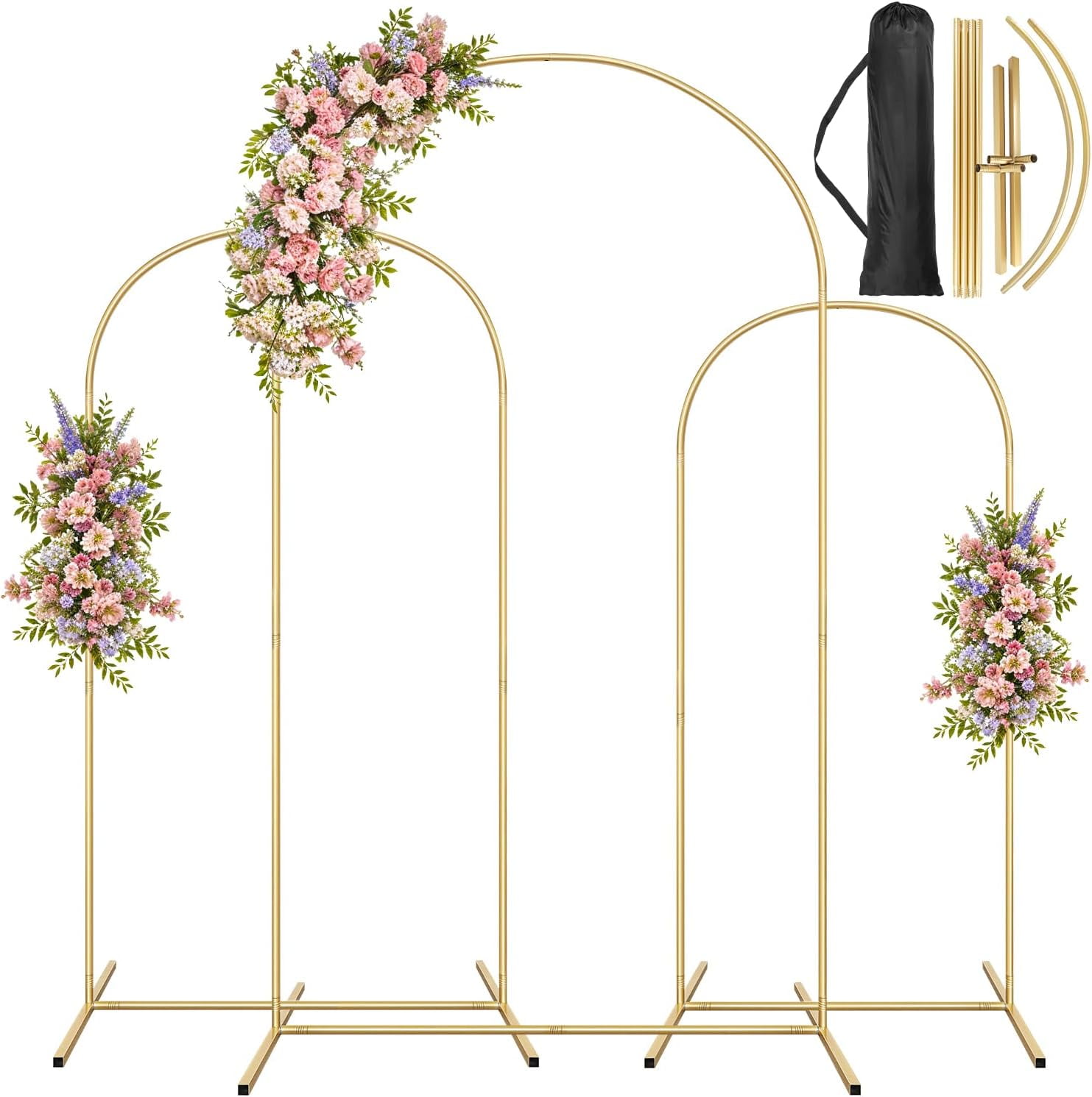 Arch Backdrop Stand, Metal Arch Backdrop Stand Set of 3 (7.2FT/6.5FT/5 ...