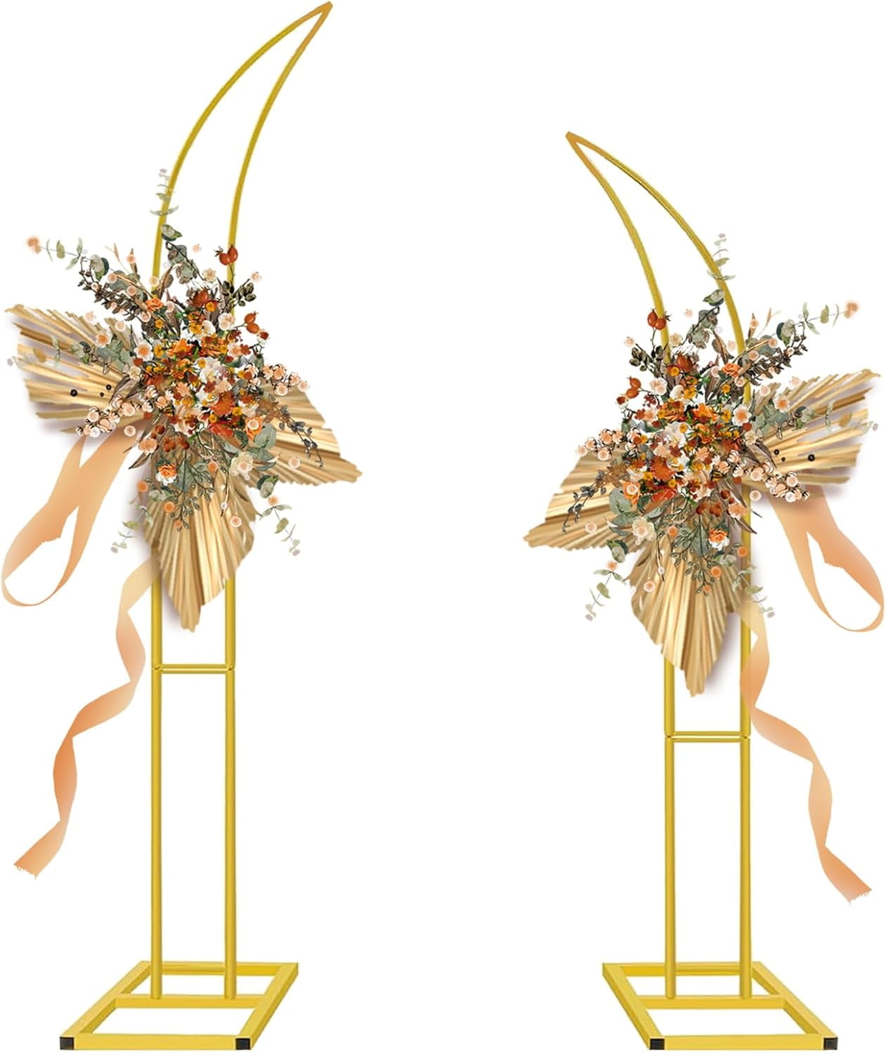 Arch Backdrop Stand, Set of 2(6.2FT/7.9FT) Gold Curved Wedding Arch ...