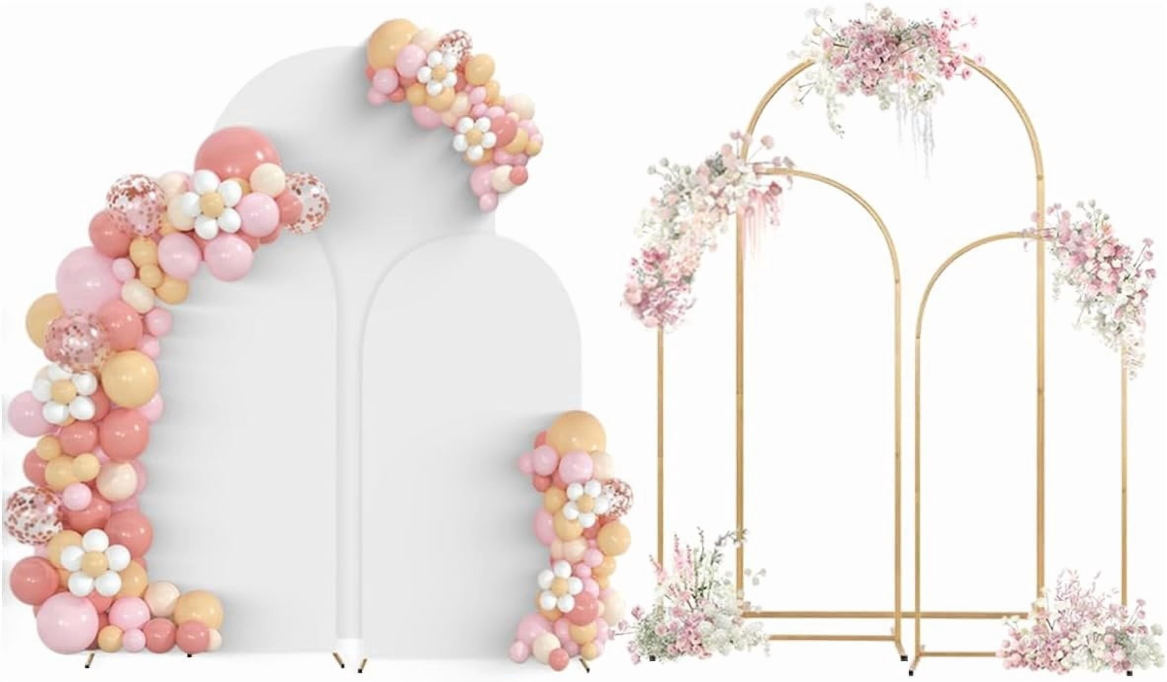 Arch Backdrop Stand Set of 3 With Cover (7.2FT+6FT+5FT), Metal Wedding ...