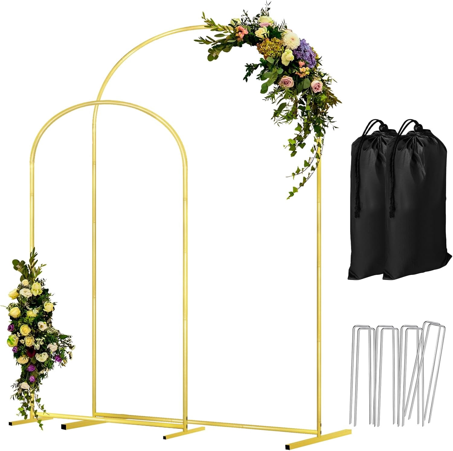 Arch Backdrop Stand Set of 3 Gold Wedding Arches for Ceremony Bridal ...
