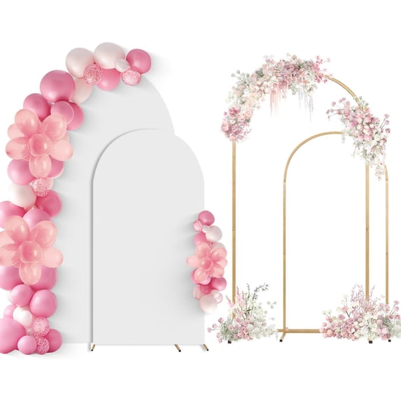 Arch Backdrop Stand Set of 2 With Cover (6FT+5FT), Wedding Arch Balloon ...