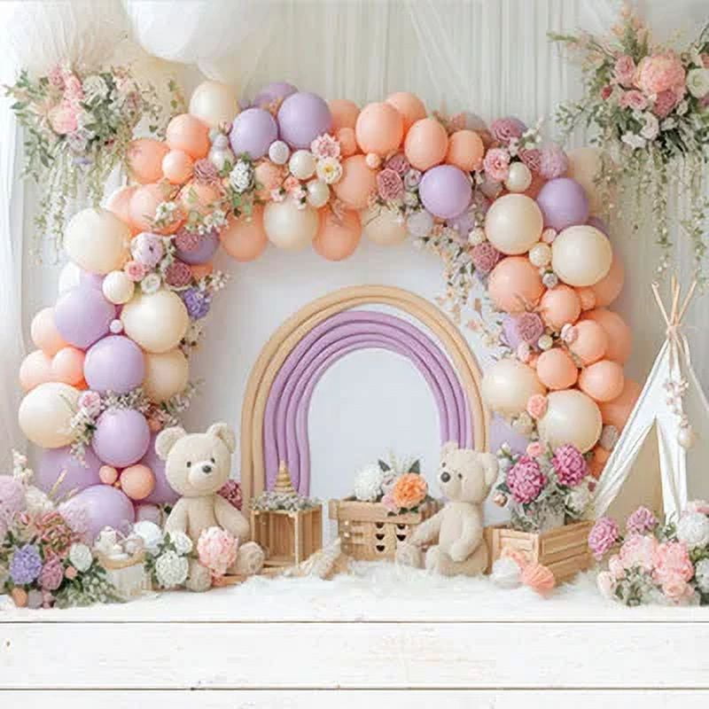 Arch Balloon Boho Floral Child Birthday Party Cake Smash Portrait r ...