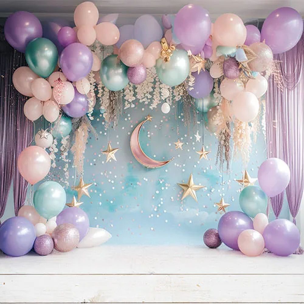 Arch Balloon Boho Floral Child Birthday Party Cake Smash Portrait r ...