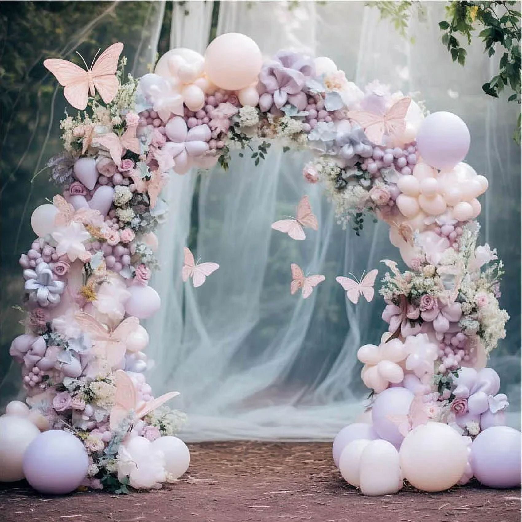 Arch Balloon Butterfly Floral Kid Birthday Party Cake Smash Portrait r ...