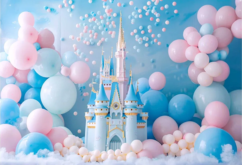 Arch Balloon Castle Floral Princess Girl Birthday Cake Smash Portrait r ...