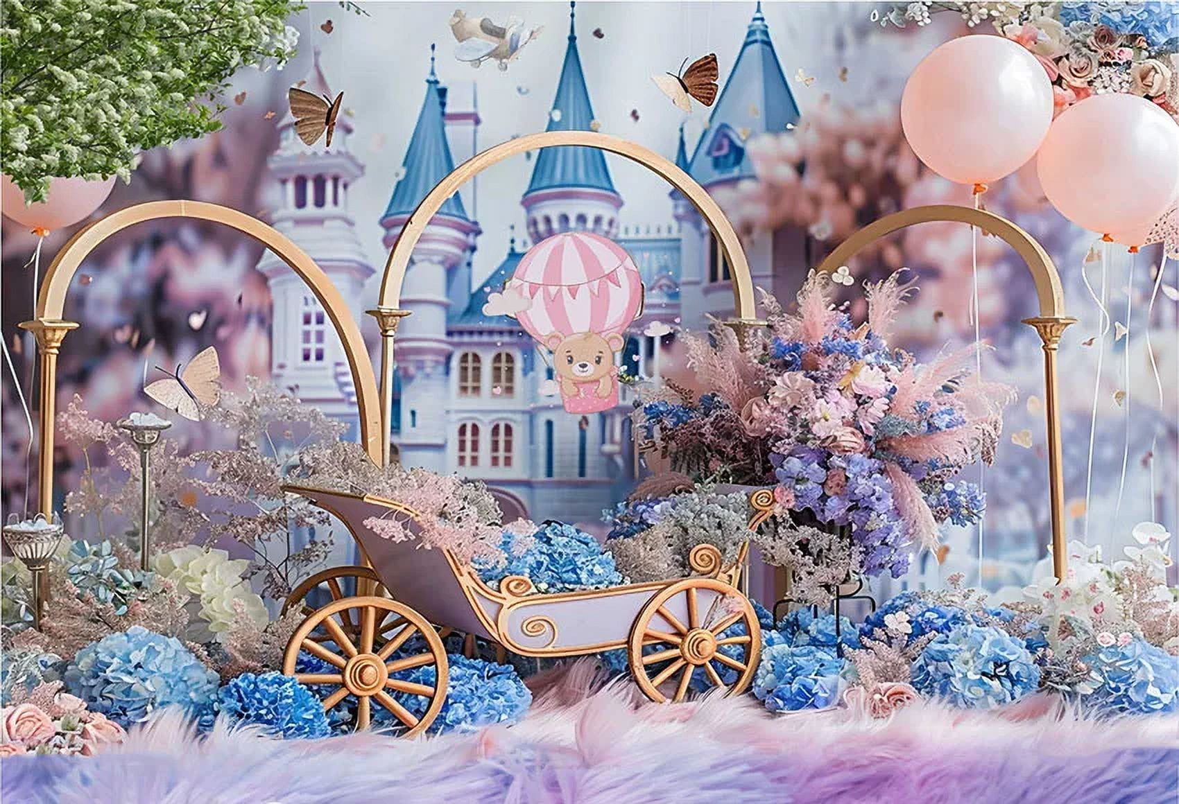 Arch Balloon Castle Floral Princess Girl Birthday Cake Smash Portrait r ...