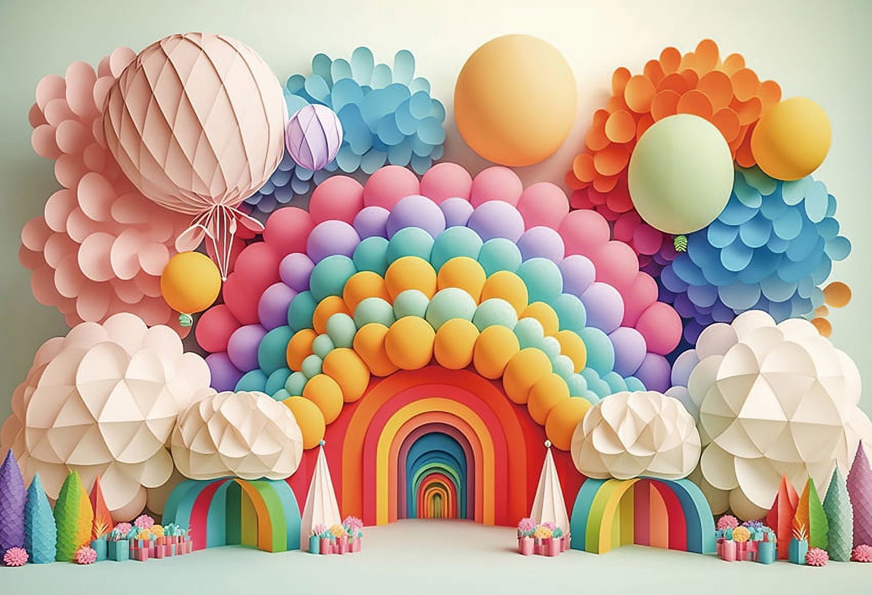 Arch Balloon Flower Girl Princess Birthday Party Cake Smash Portrait r ...