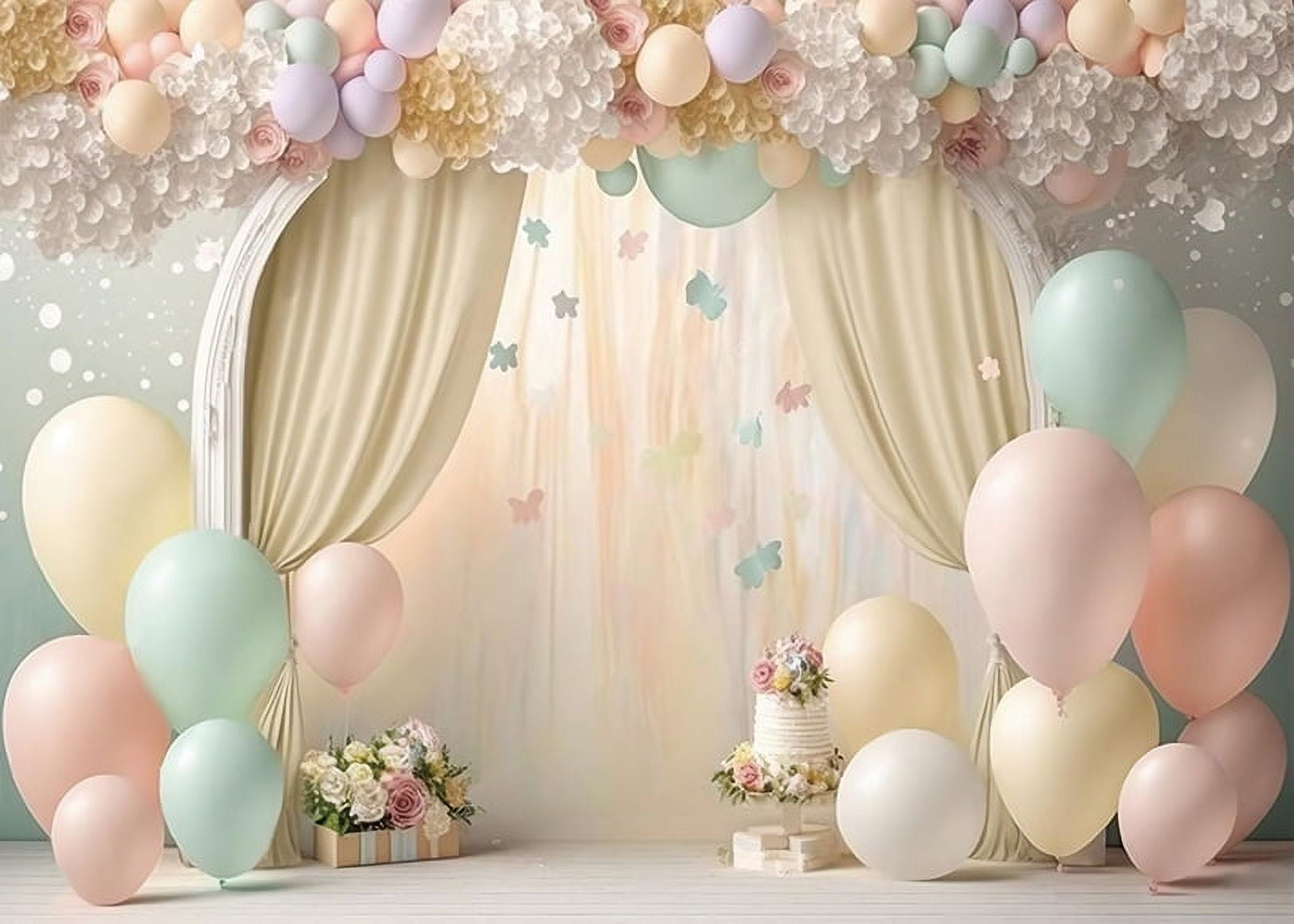 Arch Balloon Flower Girl Princess Birthday Party Cake Smash Portrait r ...
