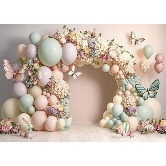 Arch Balloon Flower Girl Princess Birthday Party Cake Smash Portrait r ...