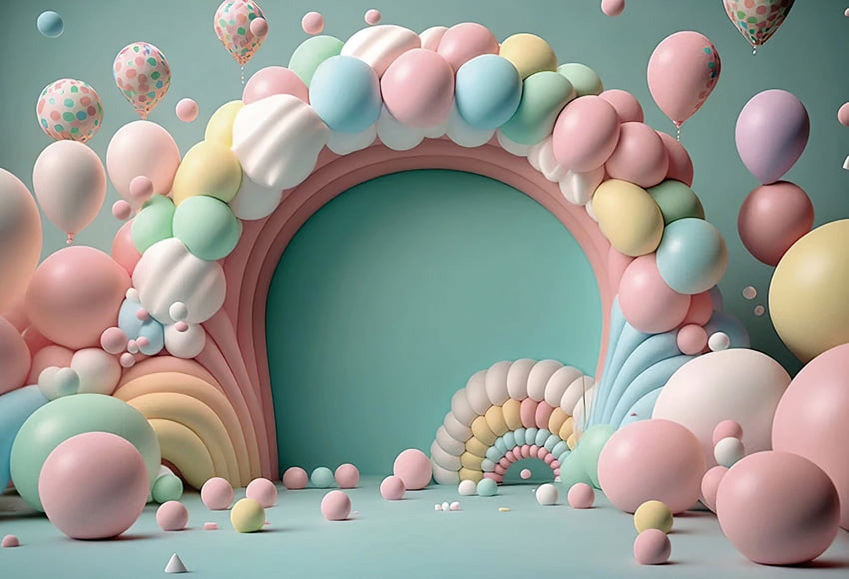 Arch Balloon Flowers Child Birthday Party Cake Smash Portrait r Photo ...