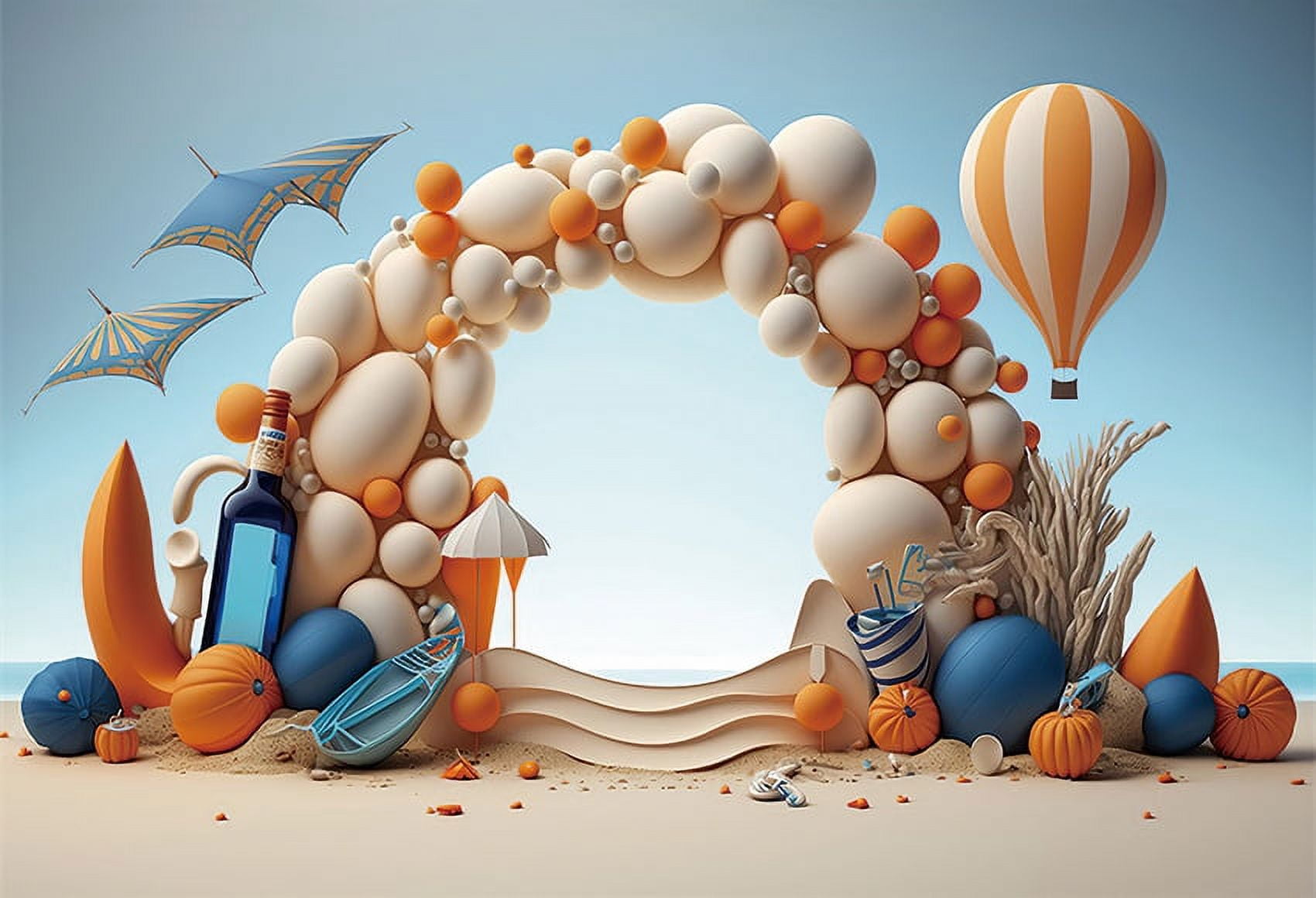 Arch Balloon Flowers Child Birthday Party Cake Smash Portrait r Photo ...