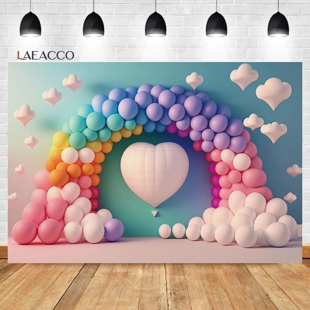 Arch Balloon Photography Background White Clouds s Hearts Baby Shower ...