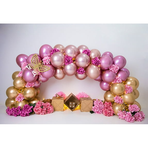 Arch Balloons Flower Girl Boy 1st Birthday Party Cake Smash Portrait r ...