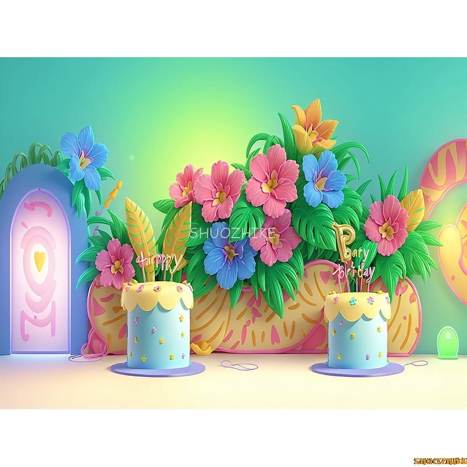 Arch Balloons Happy Birthday Party Photography Backdrops Props Joyous ...