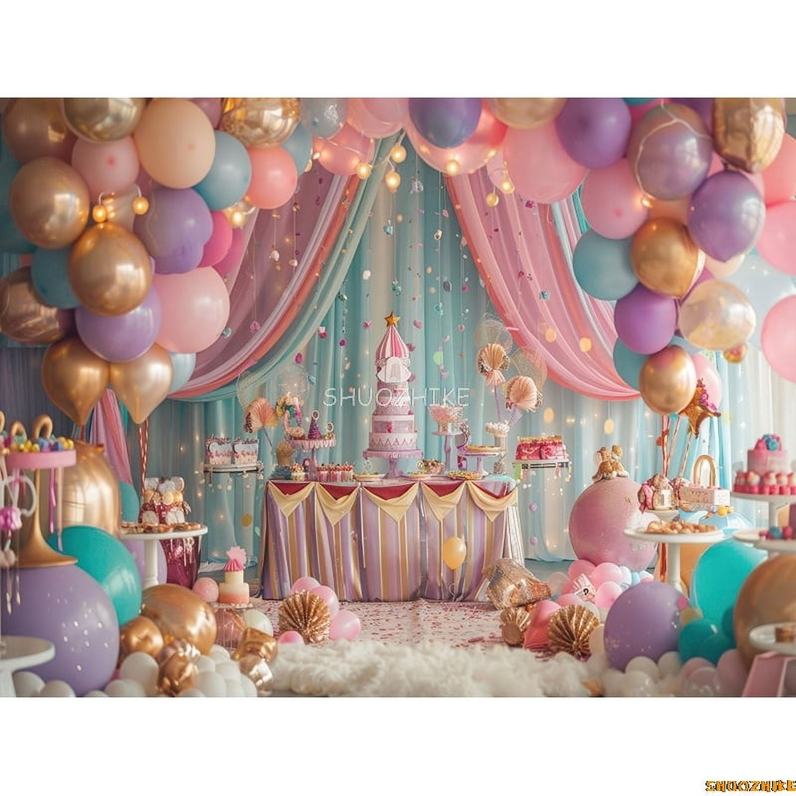 Arch Balloons Happy Birthday Party Photography Backdrops Props Joyous ...