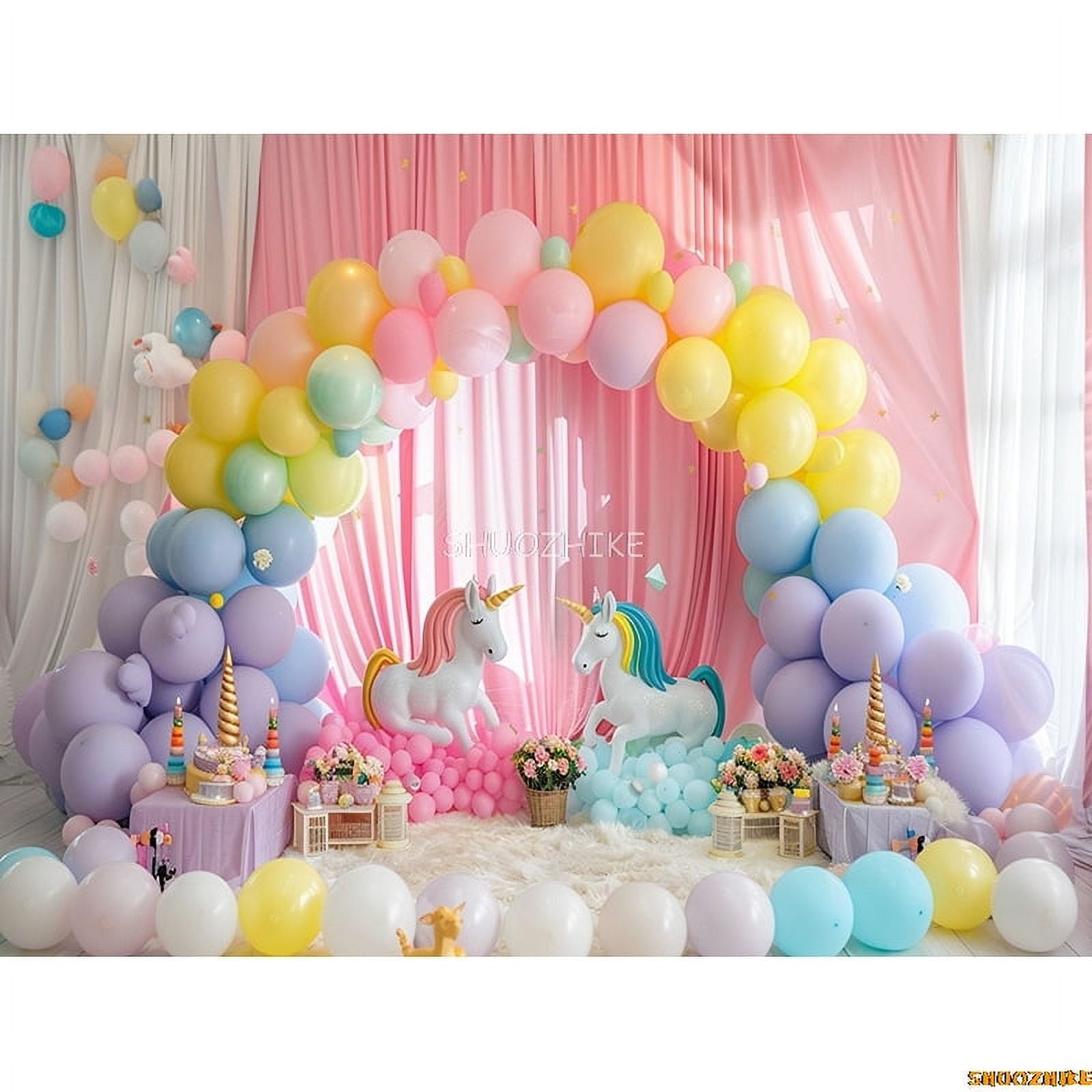 Arch Balloons Unicorns Photography Backdrops Props Baby Newborn Birthday Party ration Background ...